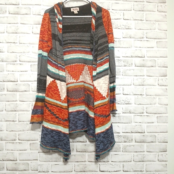 Mudd | Sweaters | Mudd Aztec Print Hooded Cardigan Size Medium | Poshmark